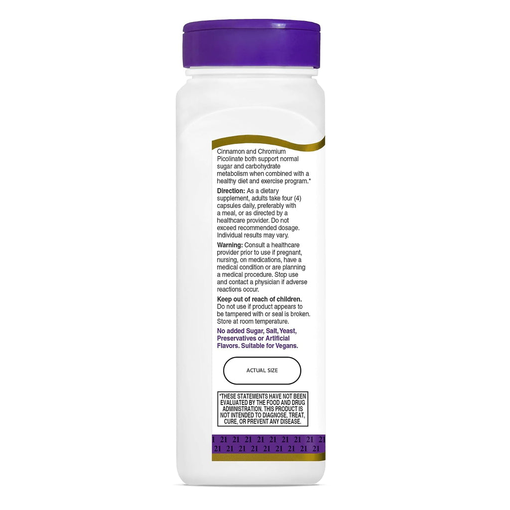 Natural cinnamon supplement with chromium