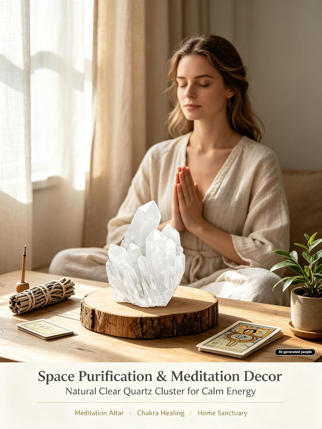 natural clear quartz crystal for meditation