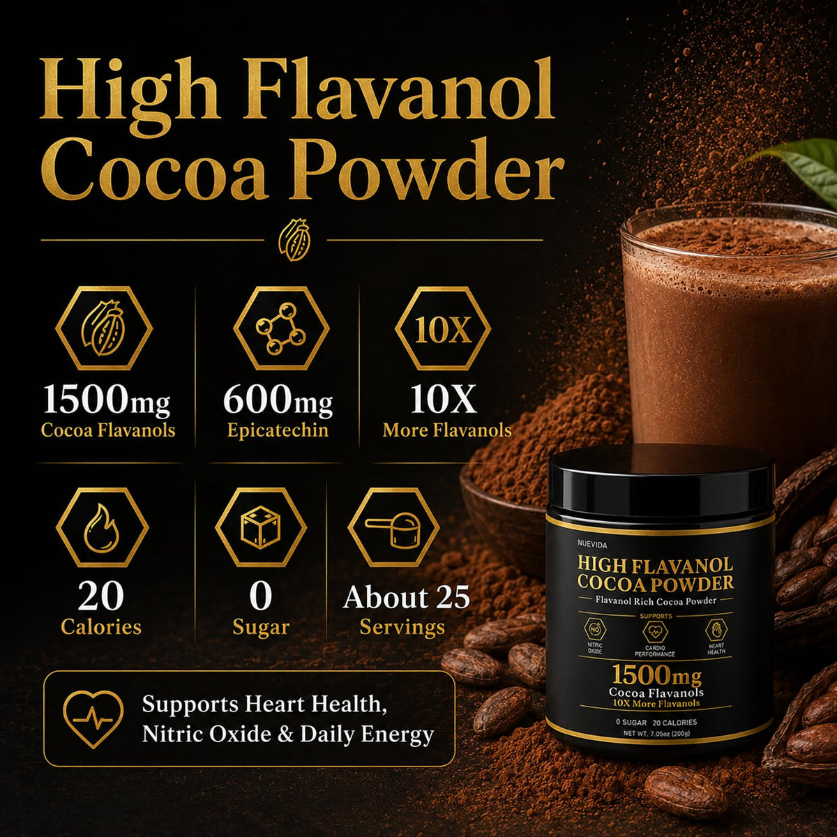 Natural cocoa powder for athletes