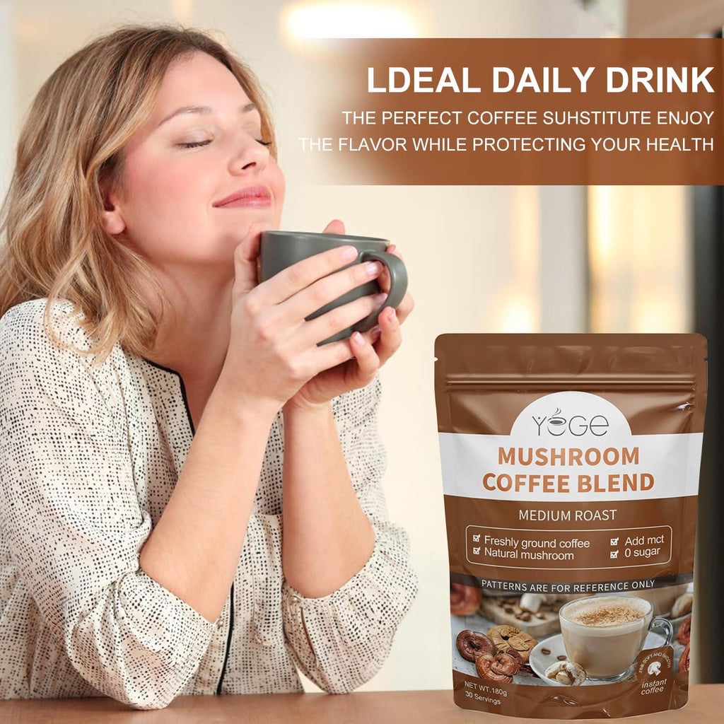 natural coffee alternative with mushrooms