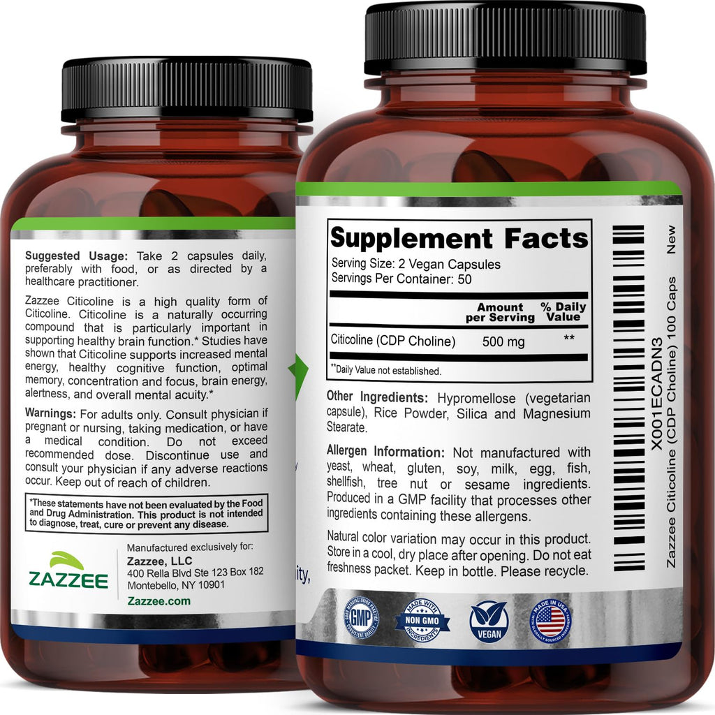 Natural cognitive booster Zazzee Citicoline
