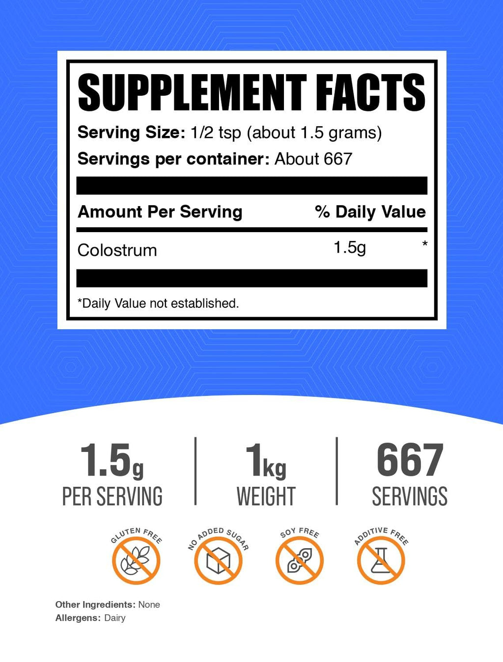 Natural colostrum powder for wellness