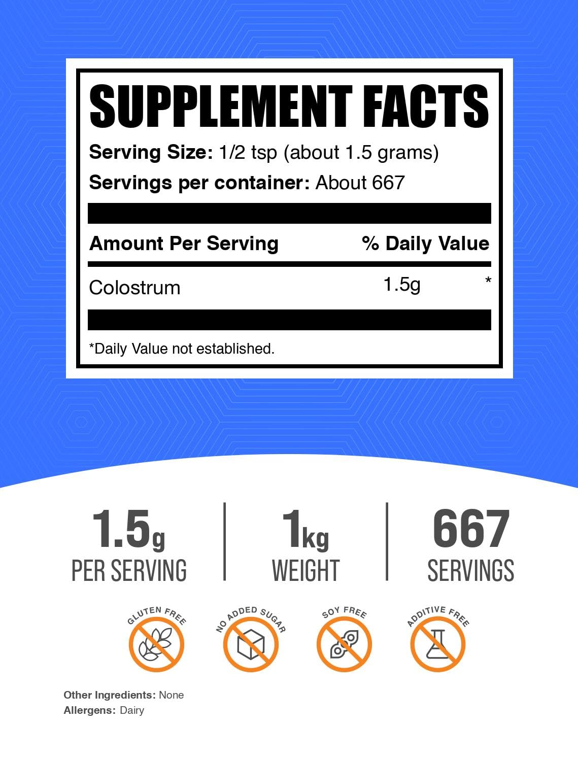 Natural colostrum powder for wellness
