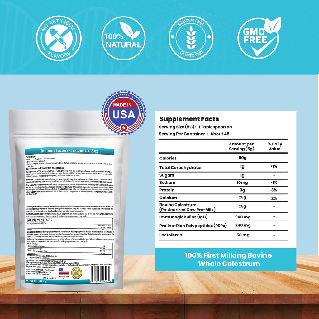 Natural colostrum powder with lactoferrin