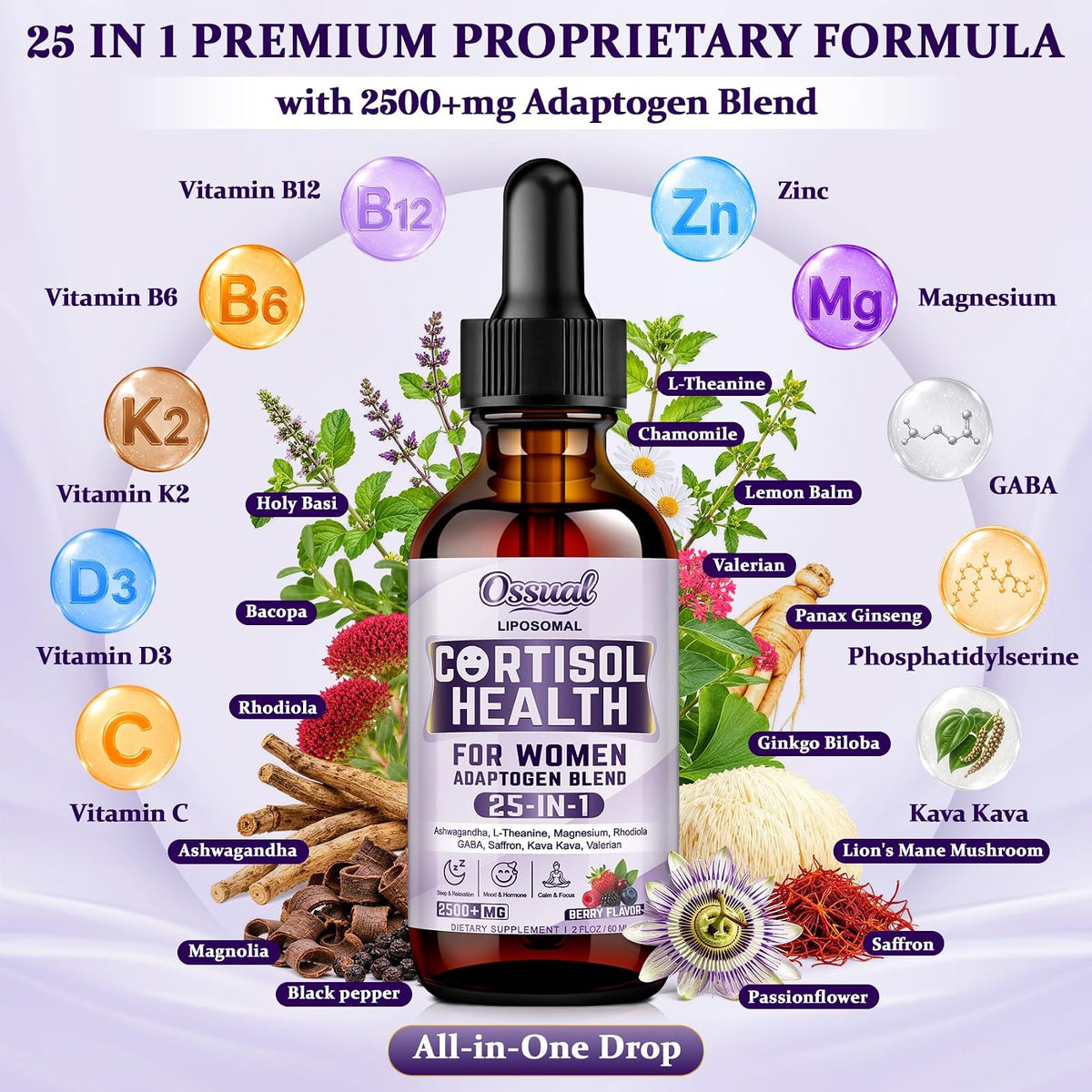 Natural cortisol support in liquid form
