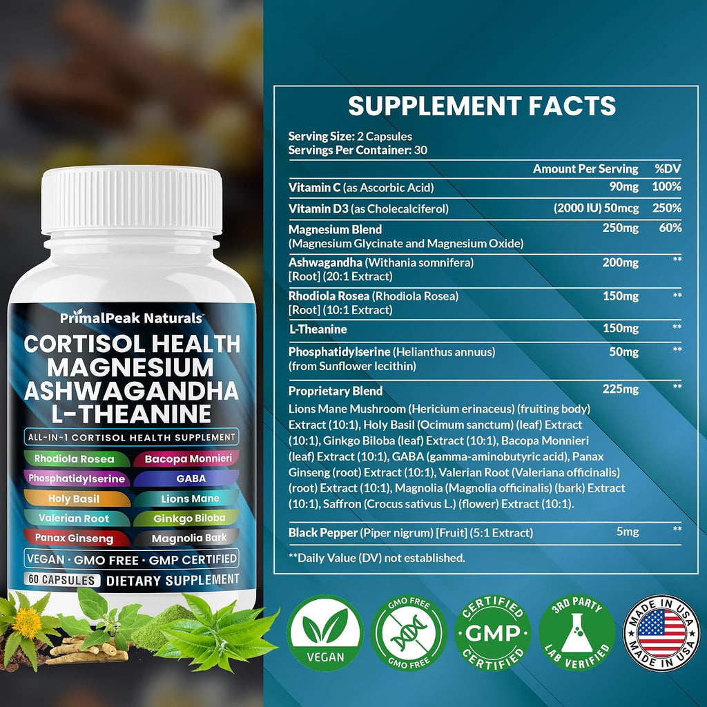 Natural cortisol support vitamins
