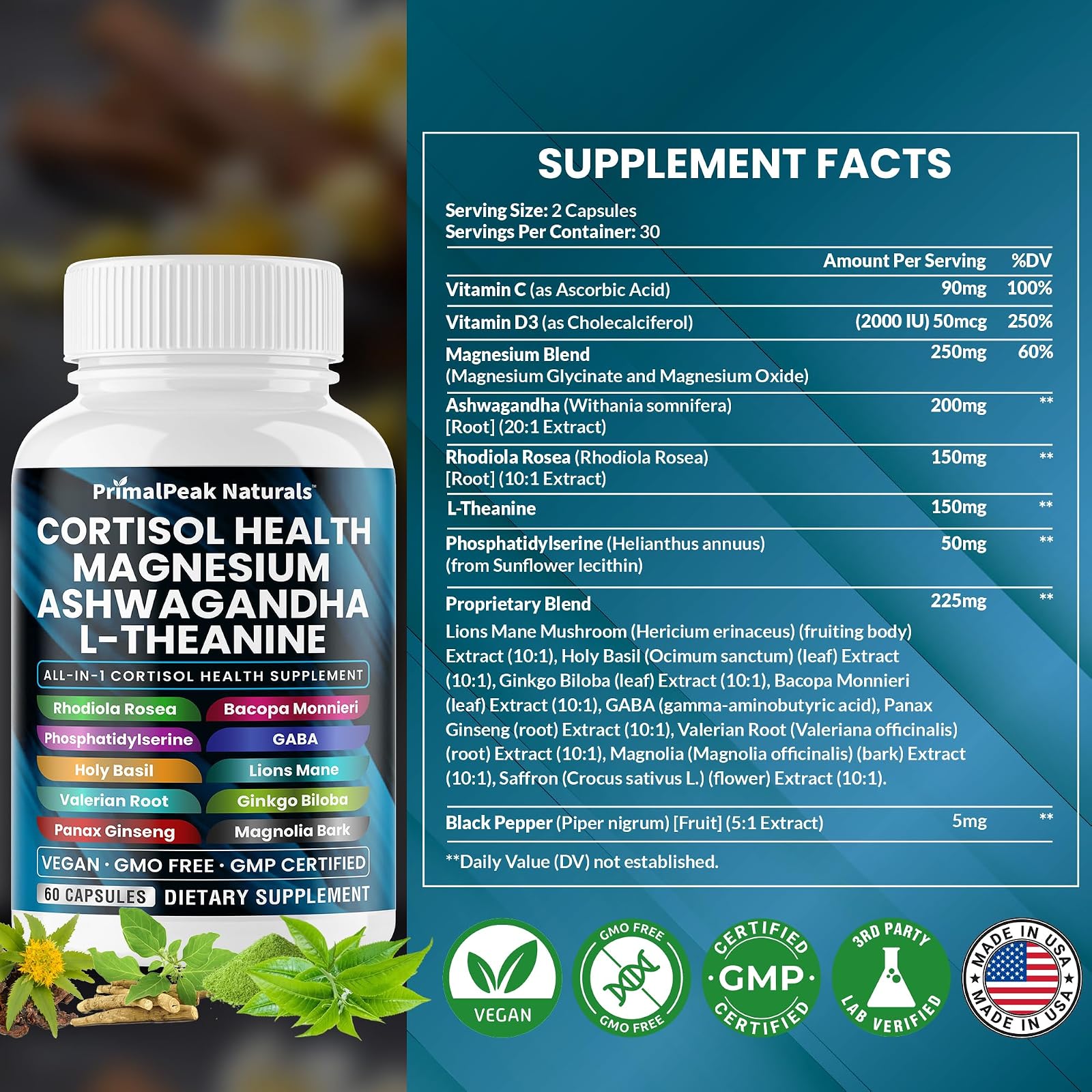 Natural cortisol support vitamins