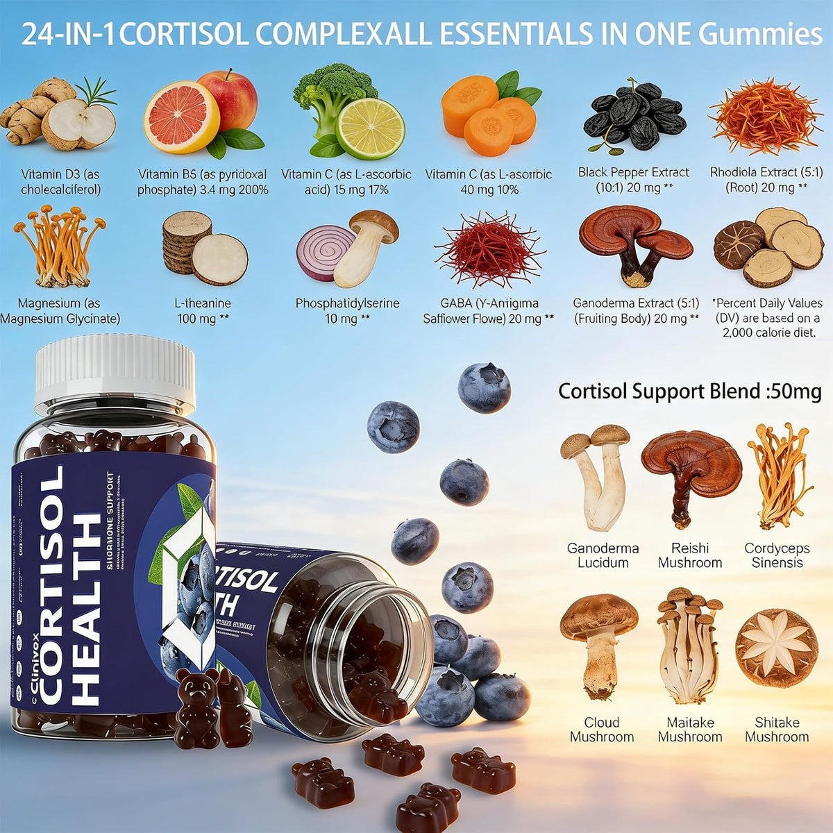 natural cortisol support with 60 gummies