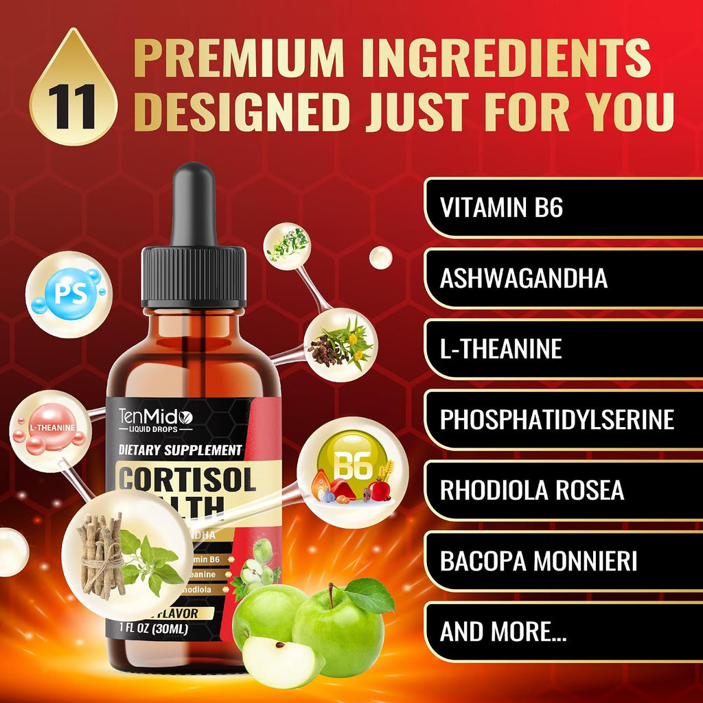 Natural cortisol support with liquid drops