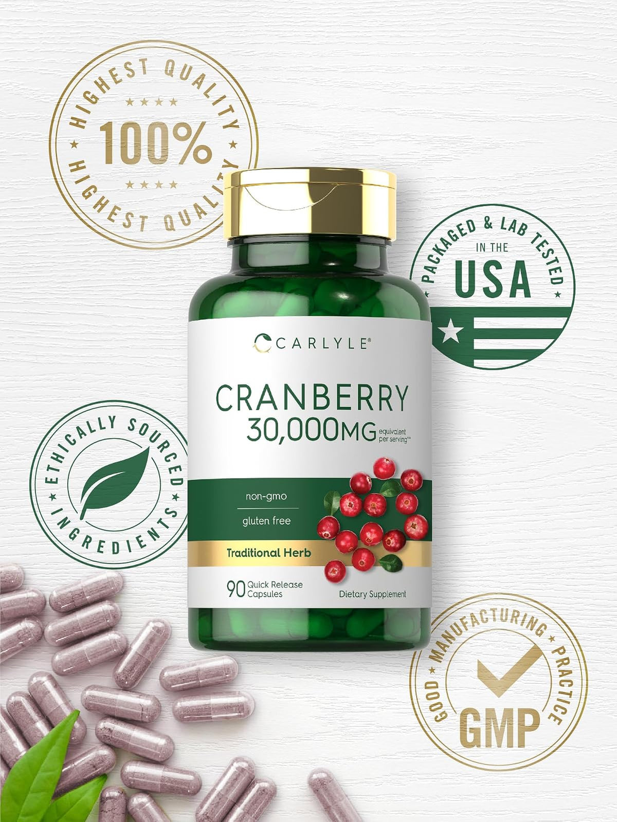 Natural cranberry capsules for digestive wellness