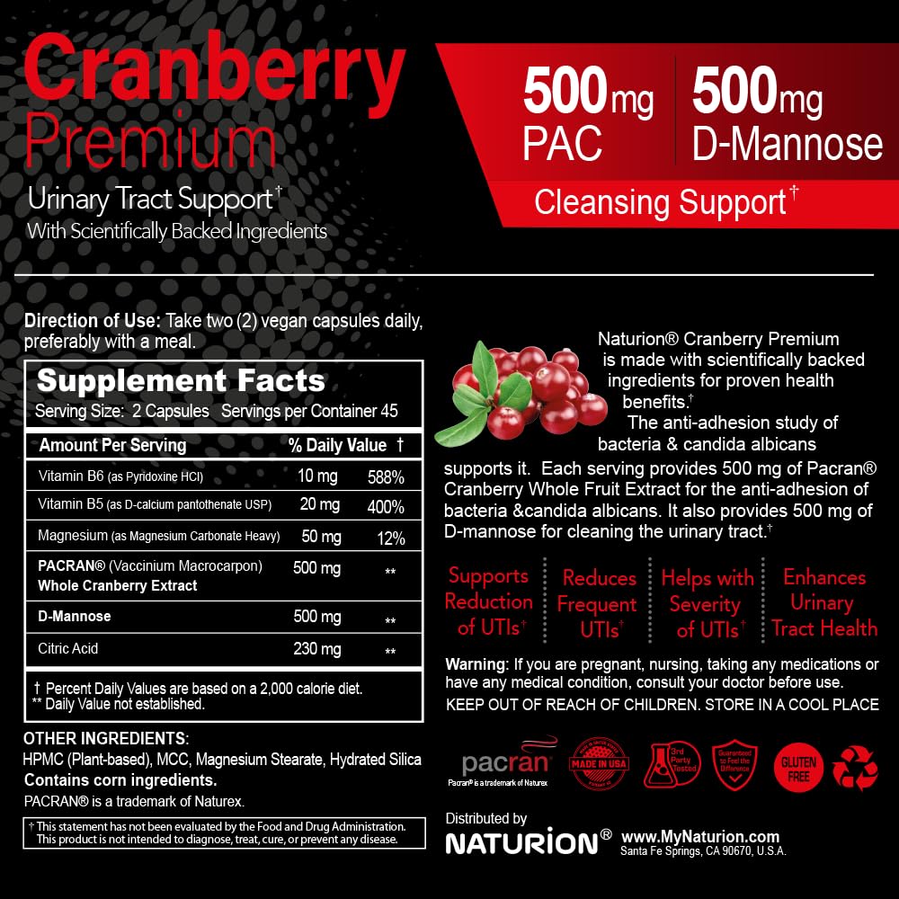 Natural cranberry extract for bladder support