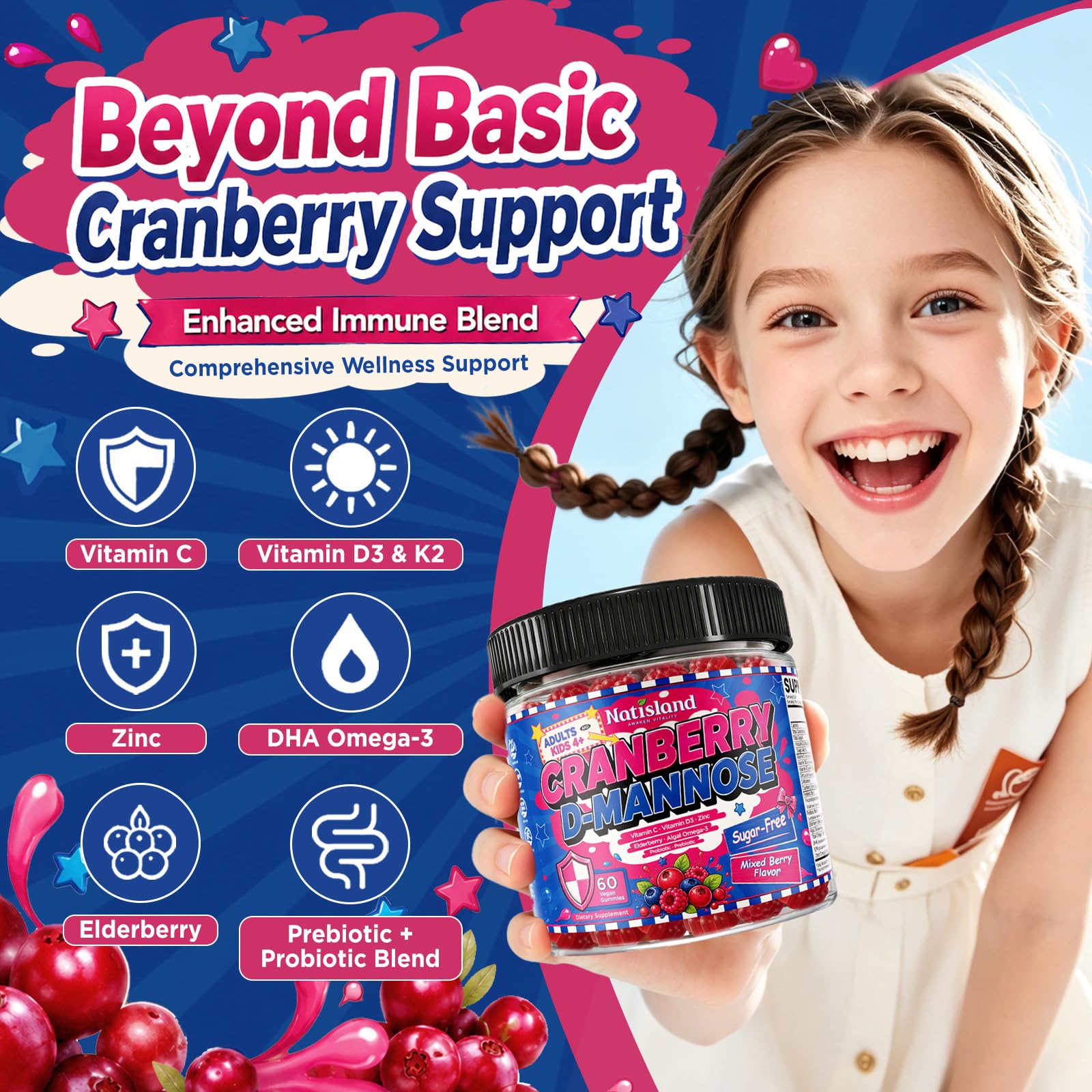 Natural cranberry extract gummy supplements