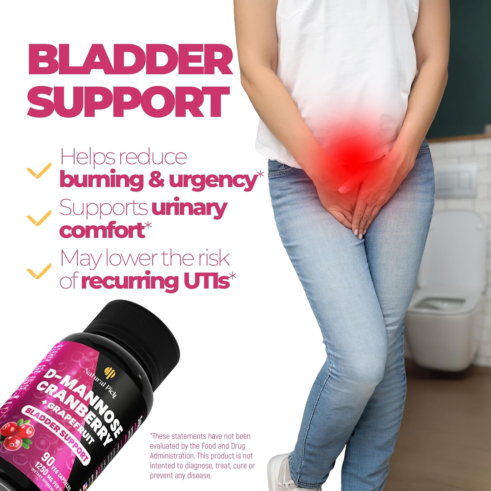 Natural cranberry supplement for bladder support