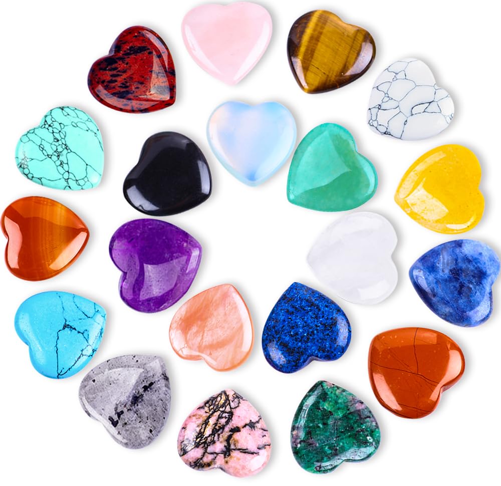 natural crystal heart healing stones
