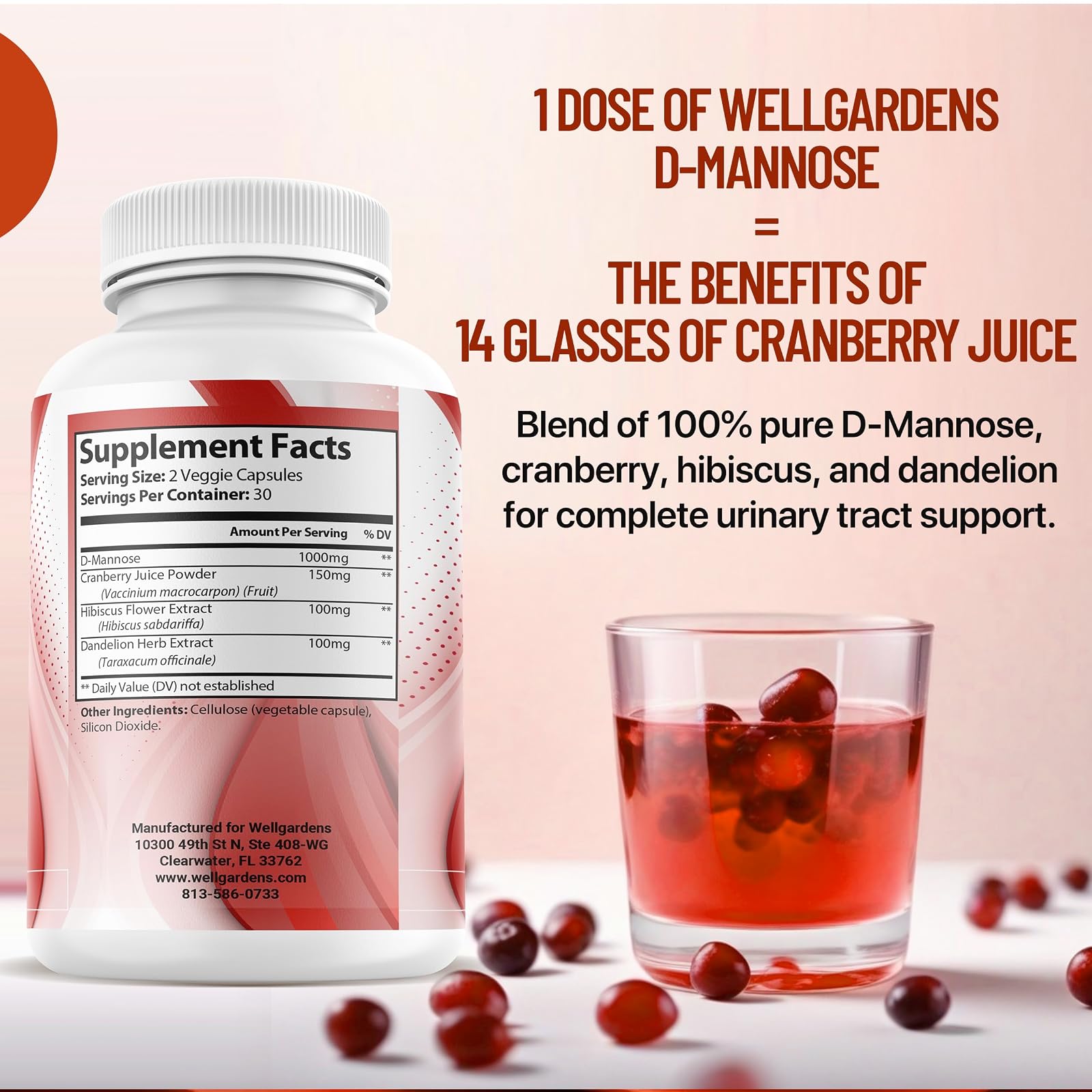Natural D-Mannose supplement for bladder support