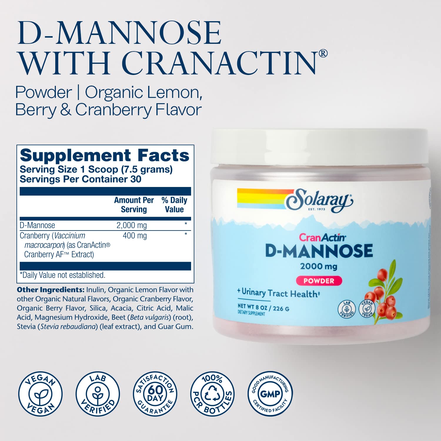Natural D-Mannose with cranberry flavour