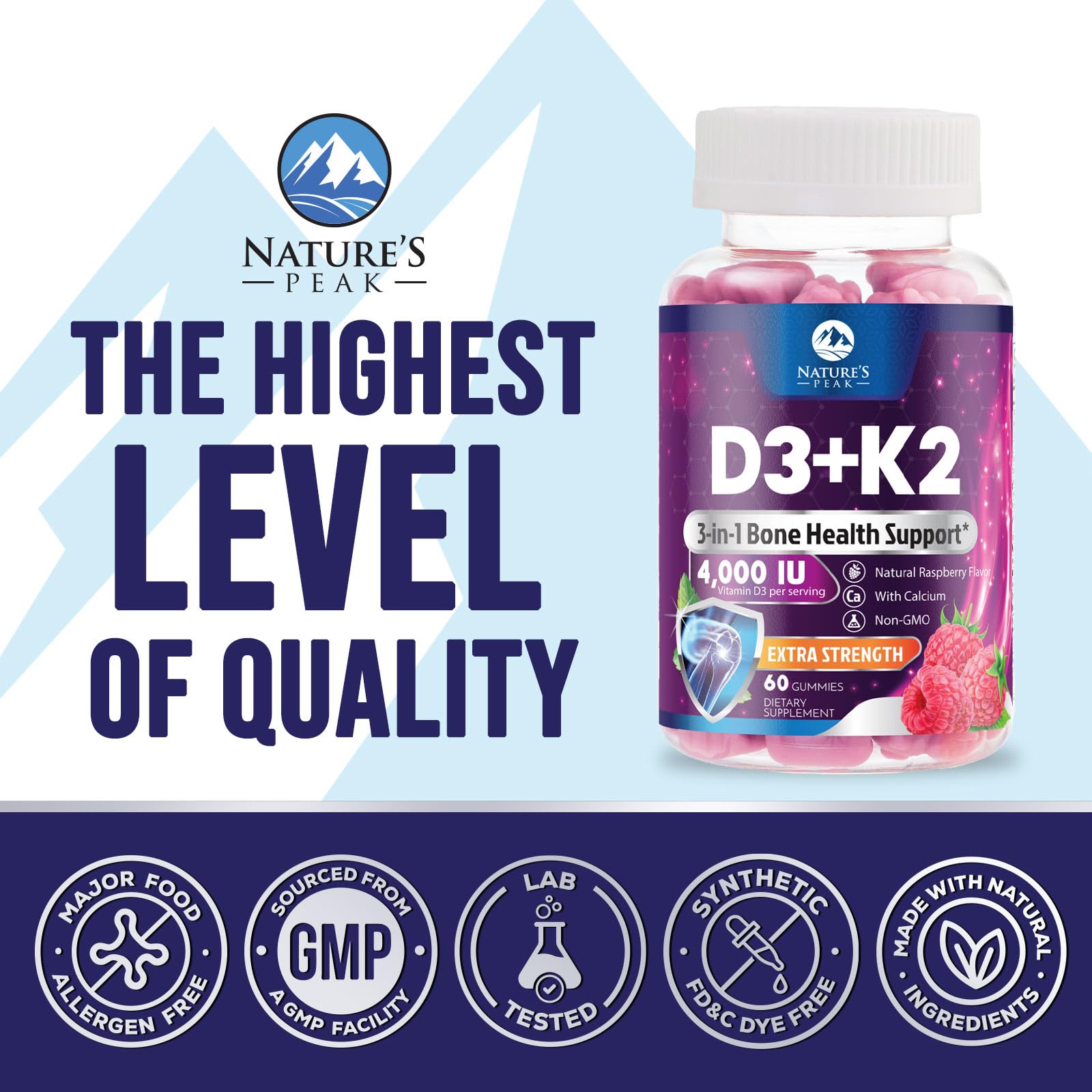 Natural D3 K2 gummies for daily wellness