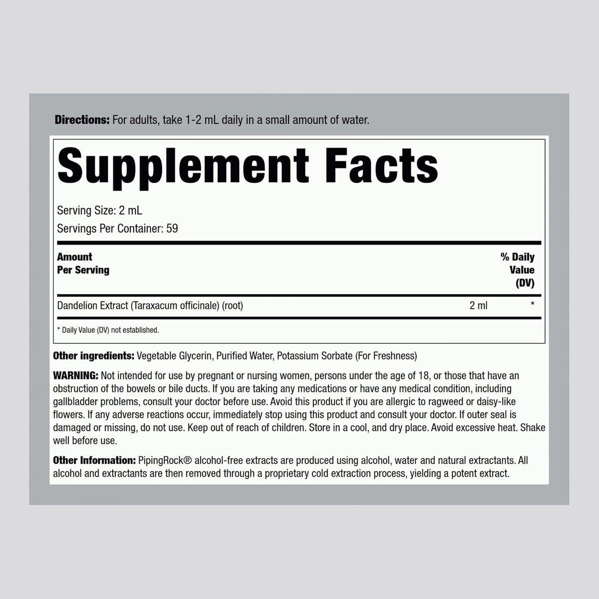 Natural dandelion liquid supplement