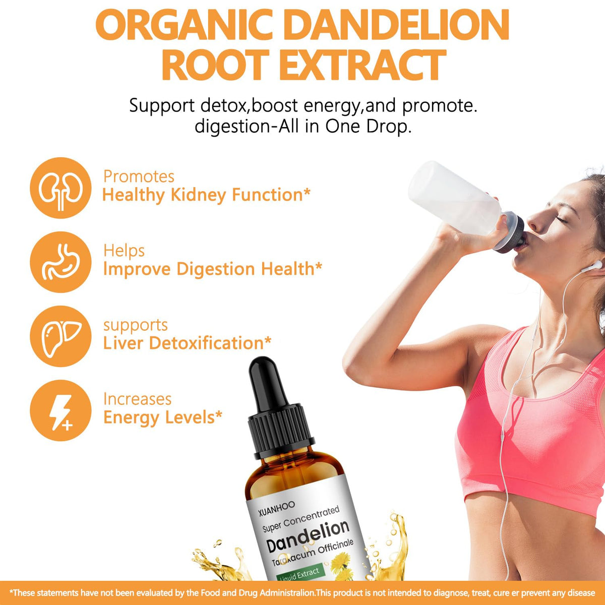 Natural dandelion root drops for detox
