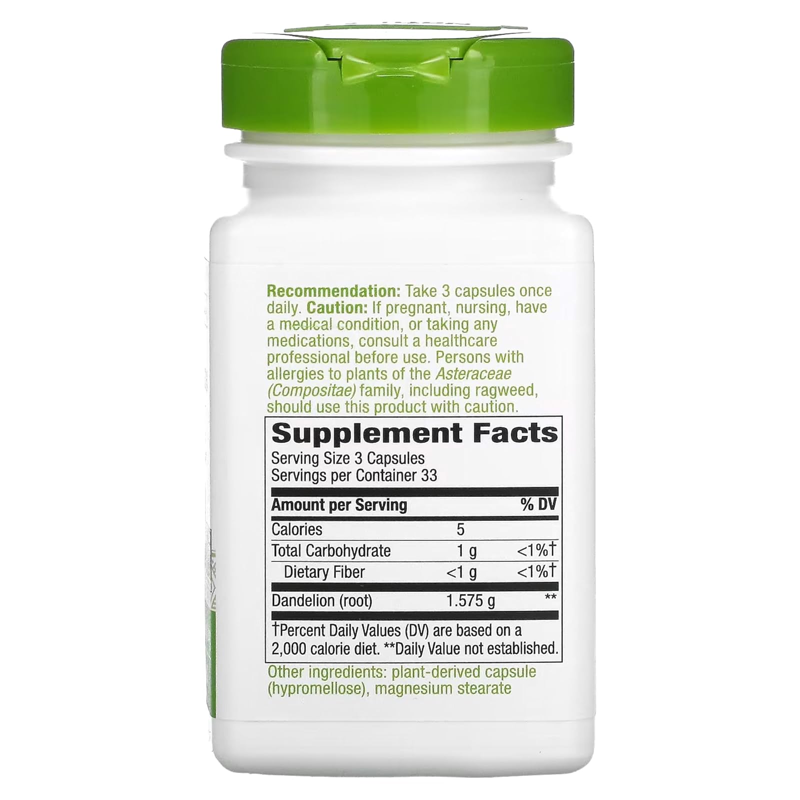 natural dandelion supplement capsules
