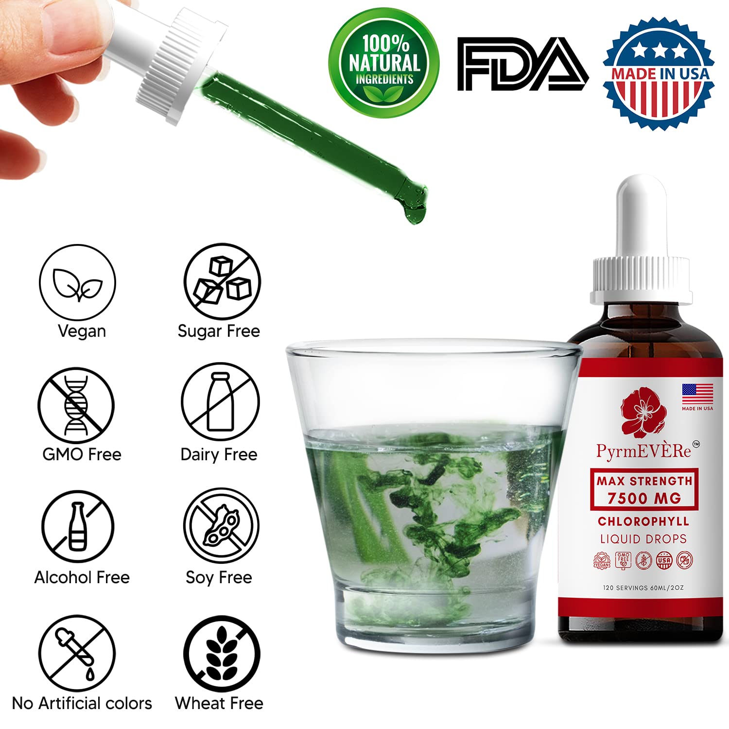 Natural deodorant chlorophyll drops