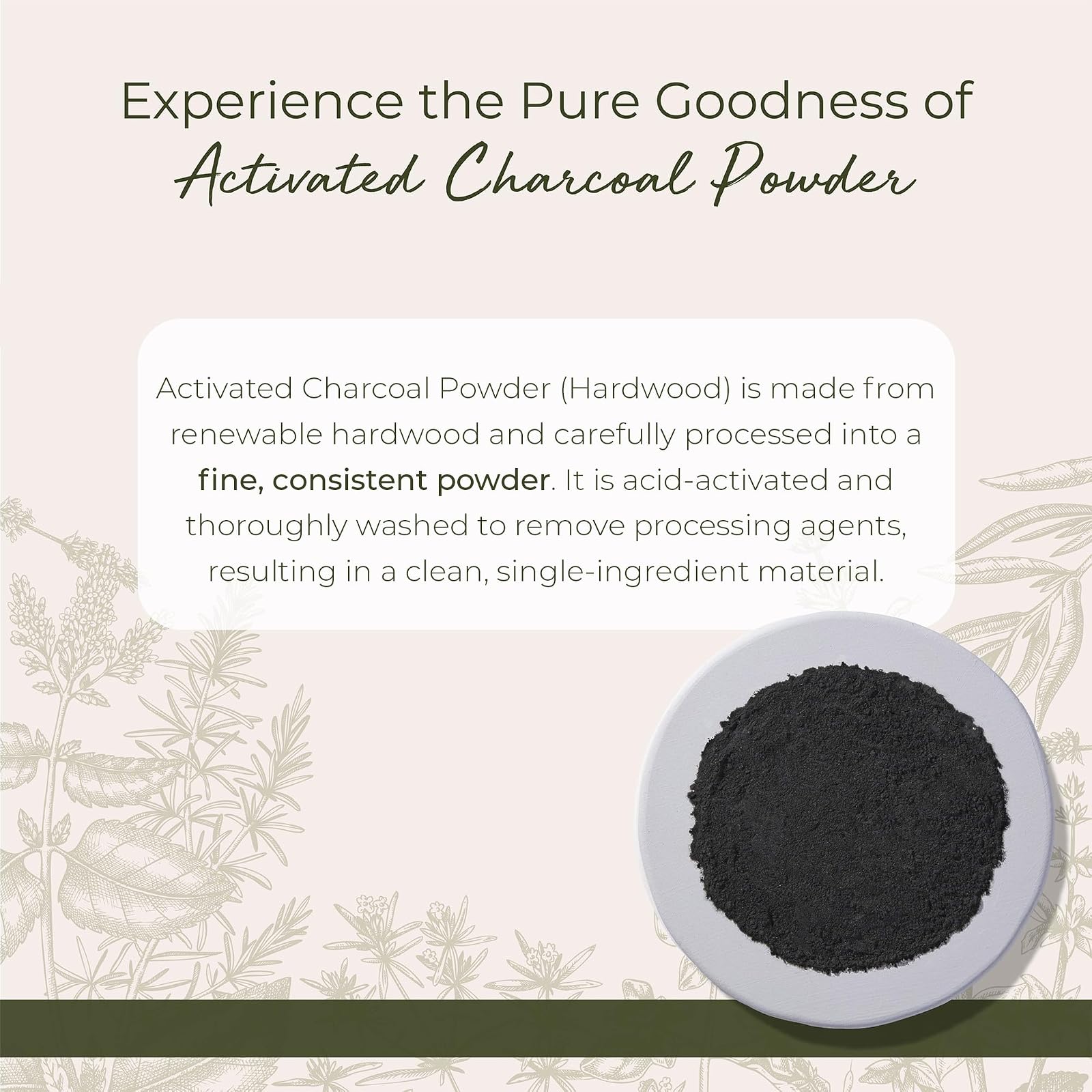 Natural digestive aid activated charcoal powder