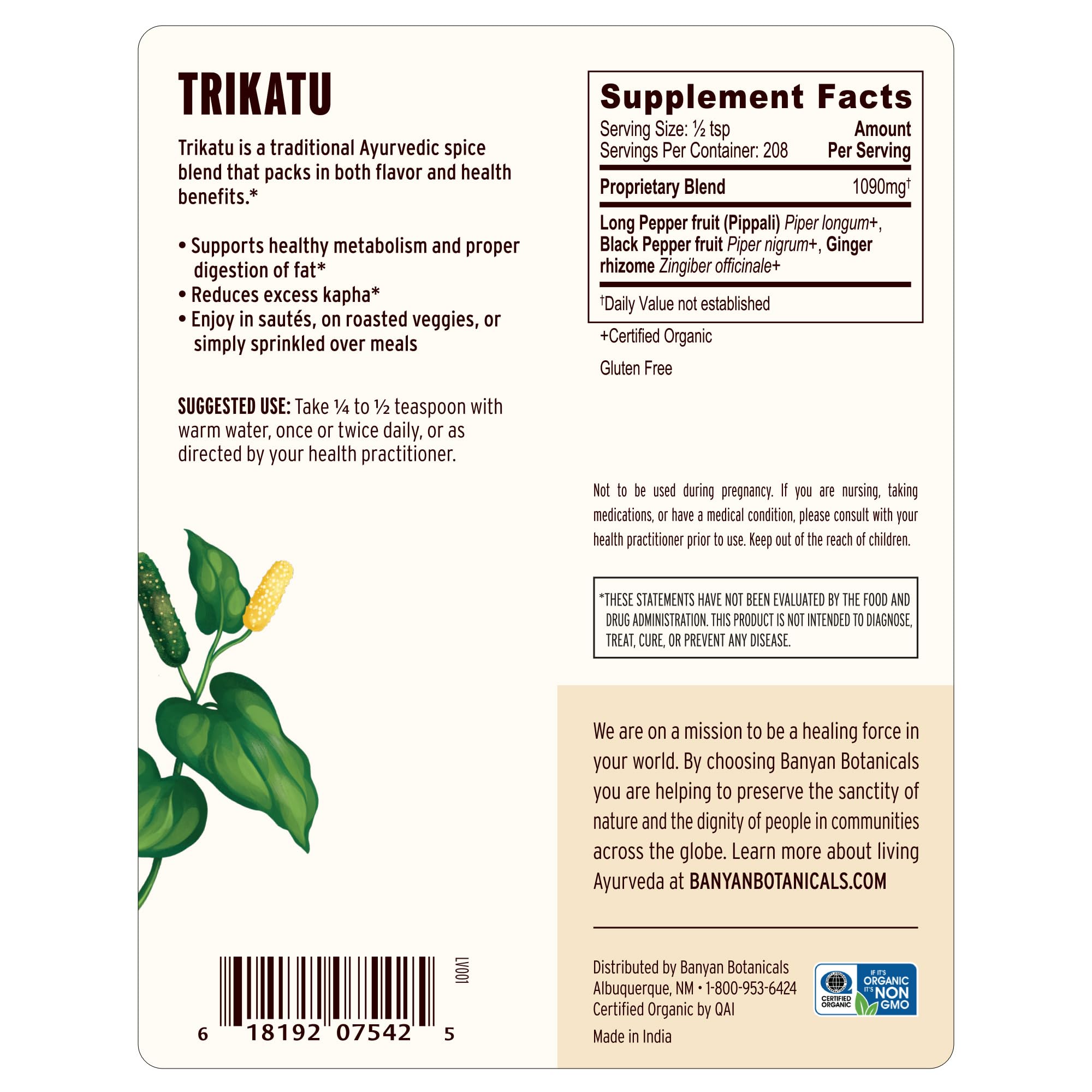 Natural digestive aid with Trikatu