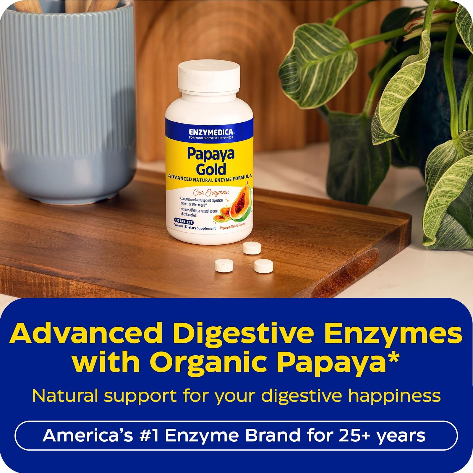 Natural digestive support chewable enzymes