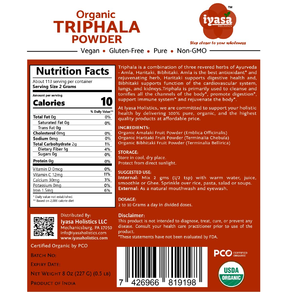 natural digestive support triphala powder