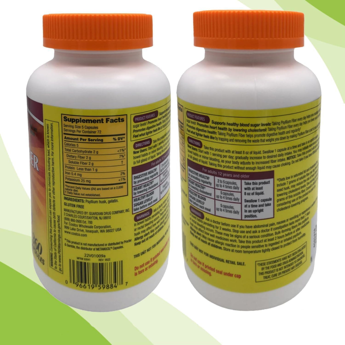 Natural digestive support with fiber capsules
