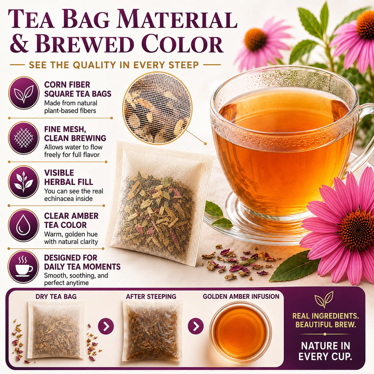 Natural Echinacea tea for cold relief