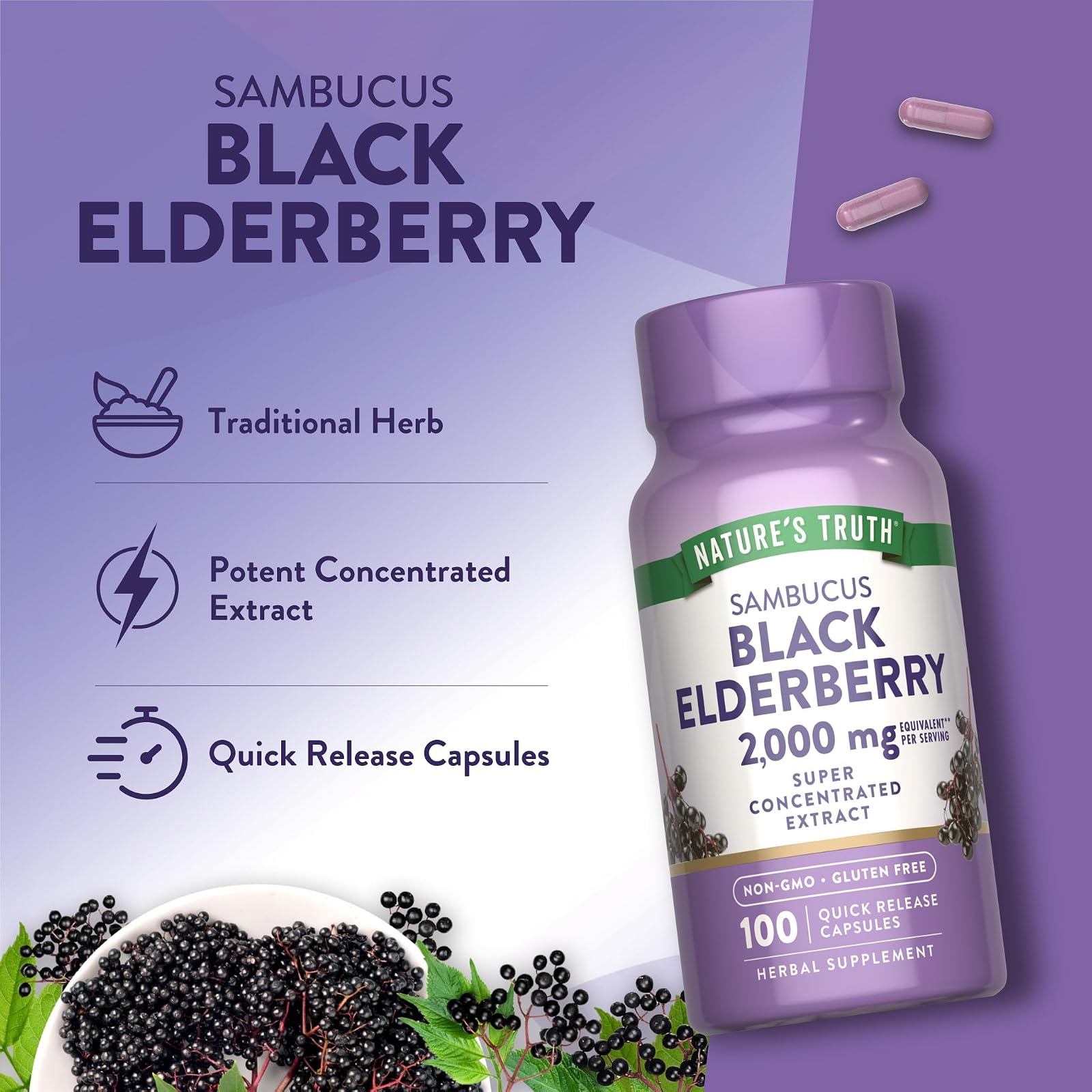 Natural elderberry capsules for vitality