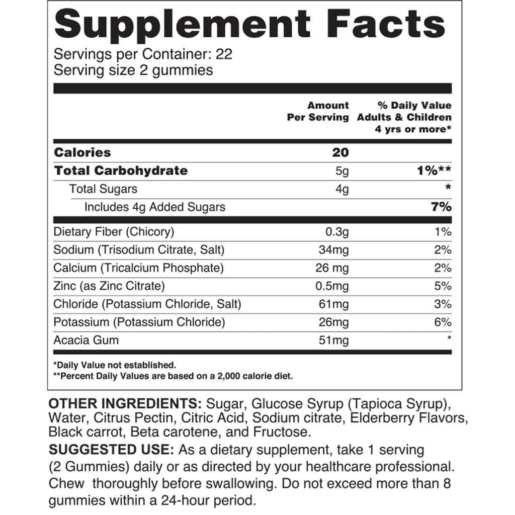 natural elderberry flavor gummy supplements