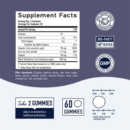 Natural elderberry gummies for cold relief