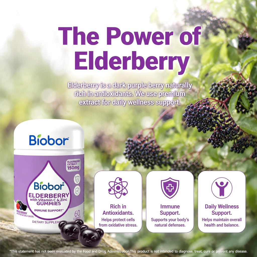 Natural elderberry gummies for immune support