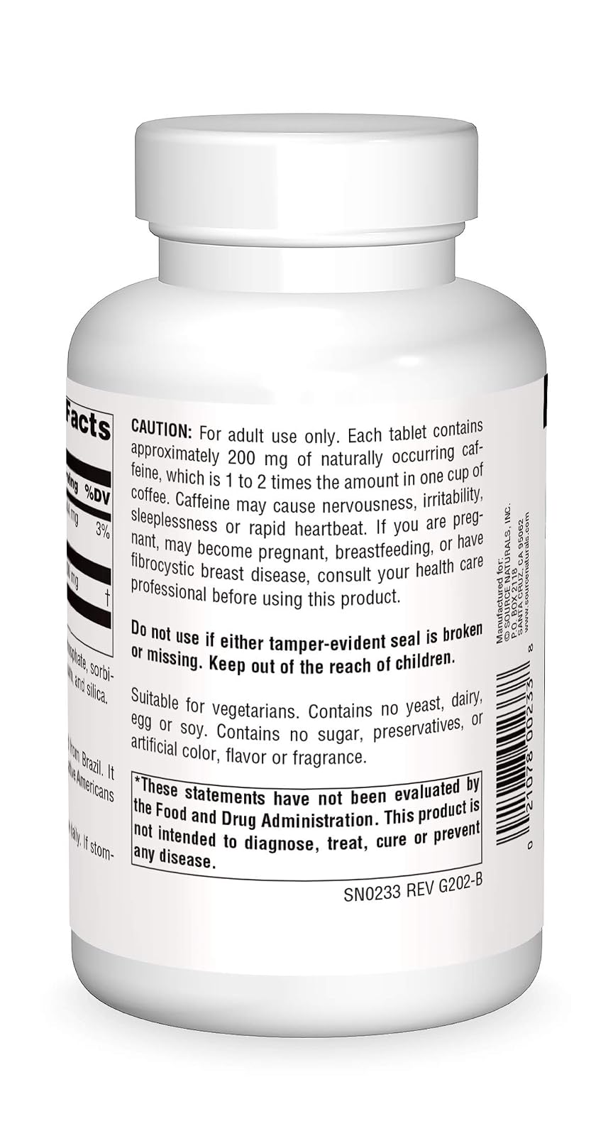Natural endurance support with Guarana tablets