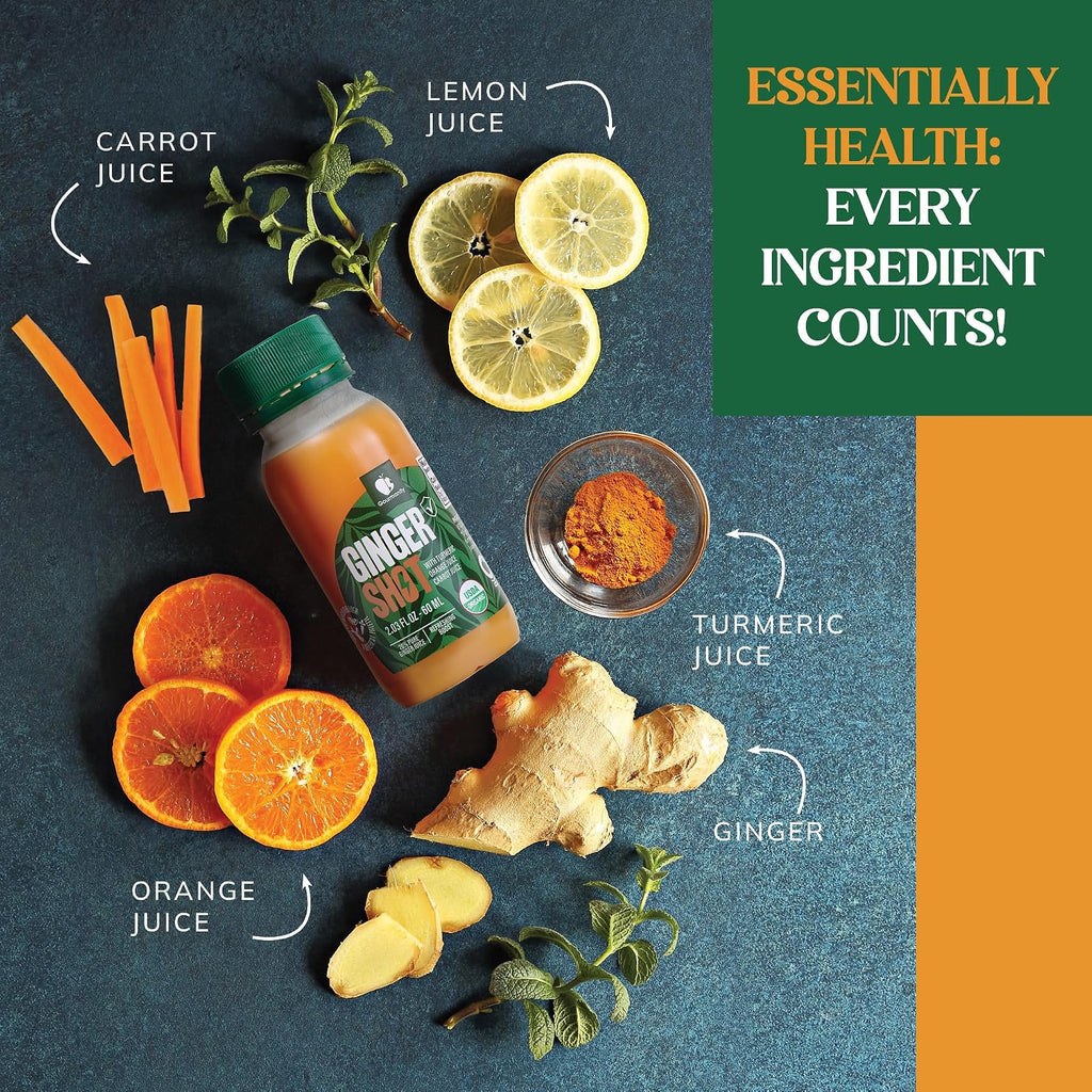 Natural energy boost ginger shots