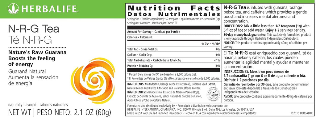 Natural energy boost guarana tea