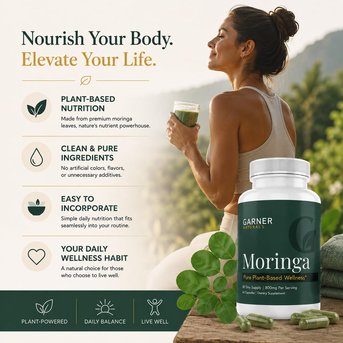 Natural energy boost Moringa capsules