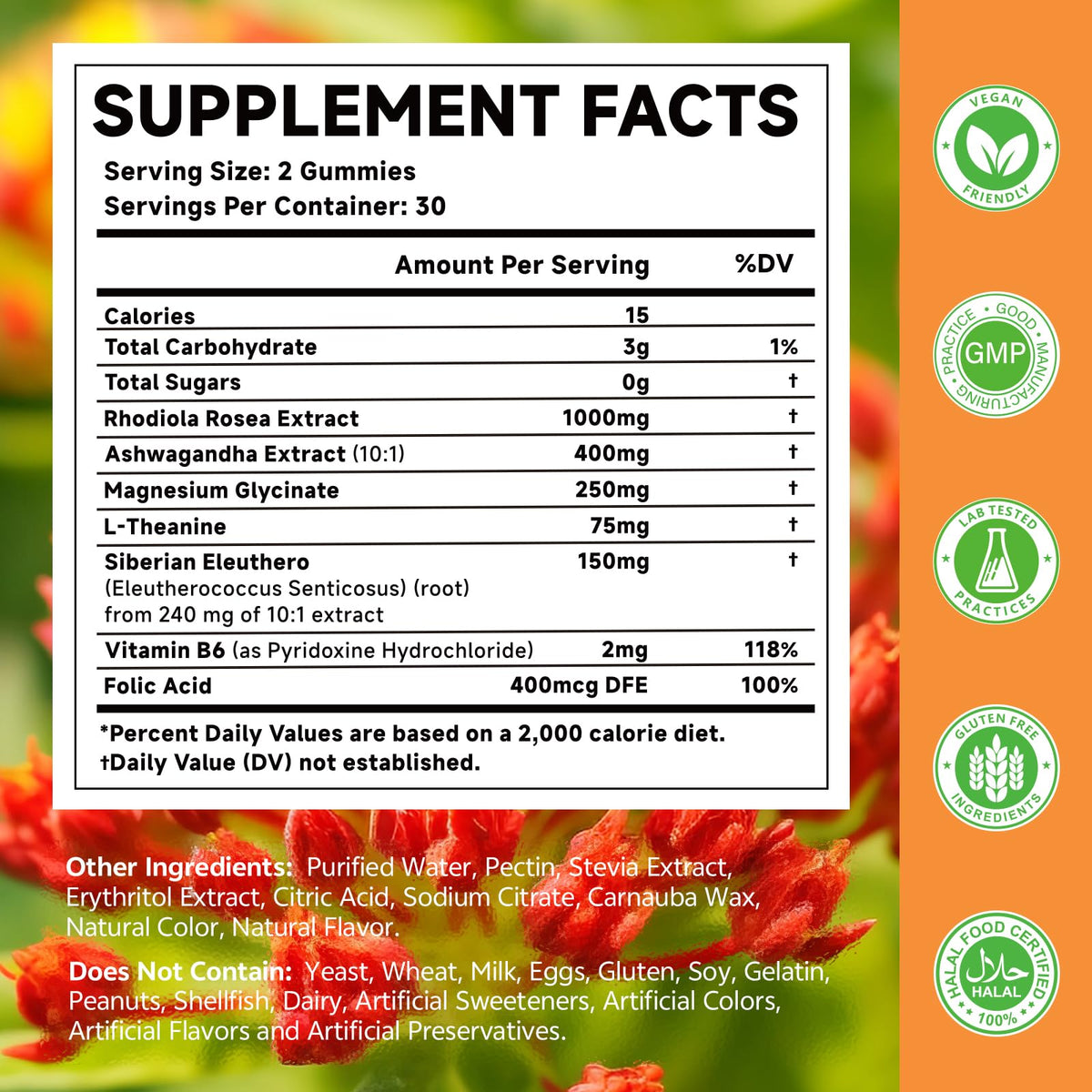 Natural energy boost Rhodiola gummies
