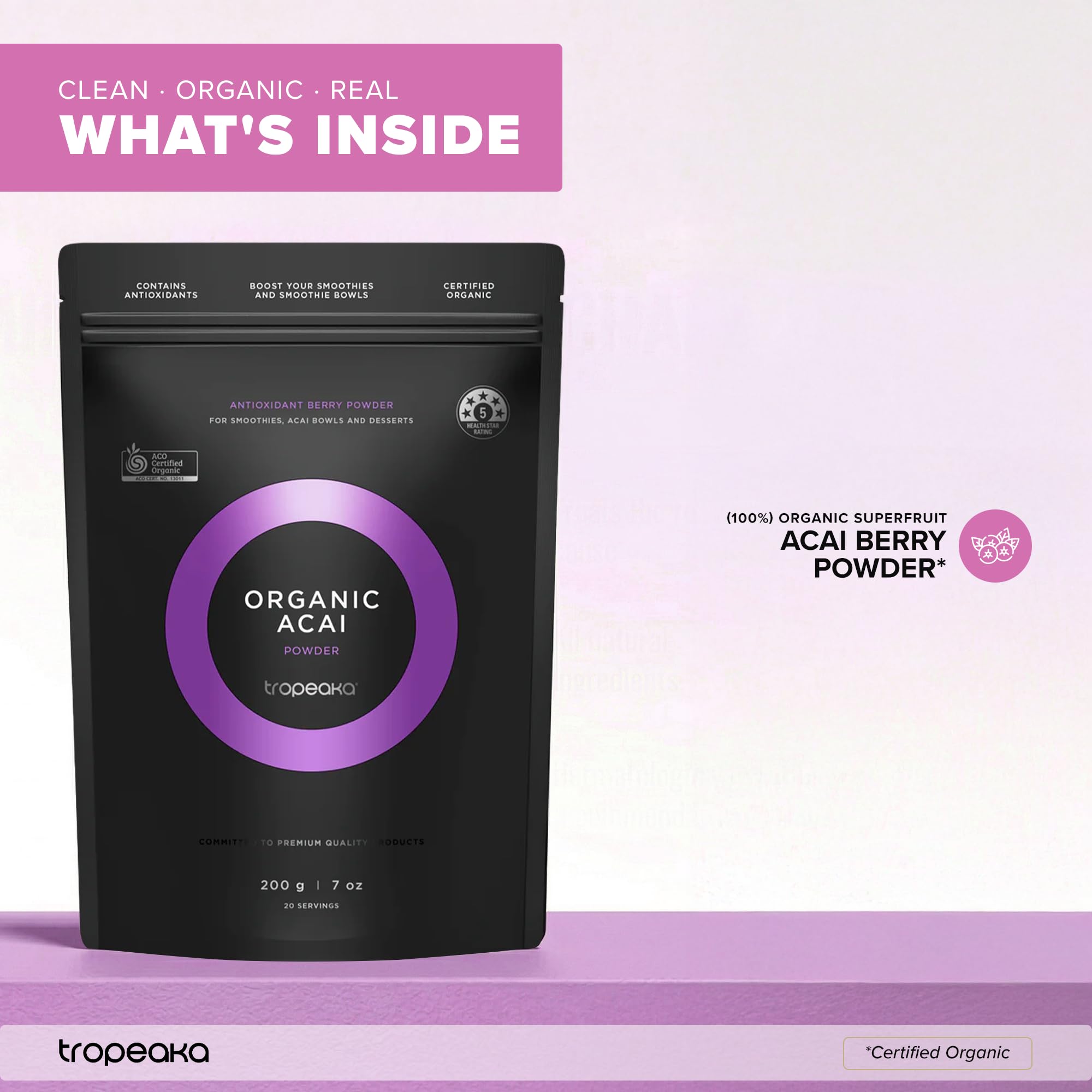 Natural energy boost with acai powder