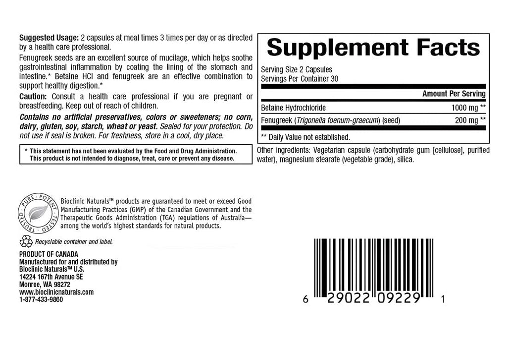Natural energy boost with Betaine HCL
