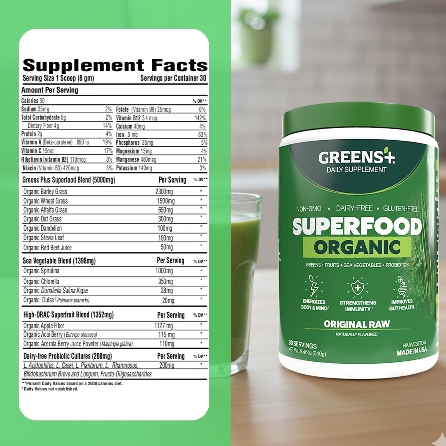 natural energy boost with greens powders