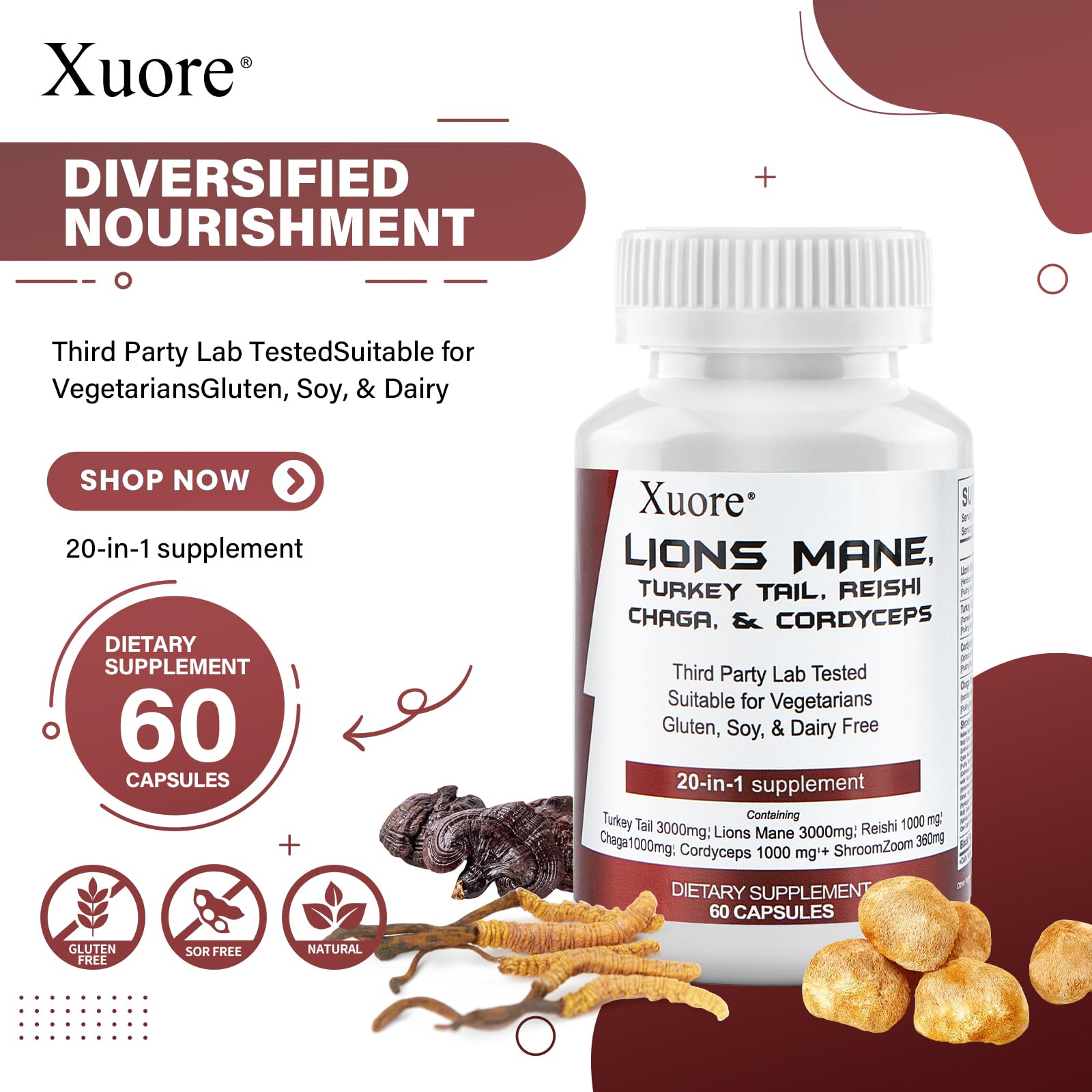 Natural energy boost with mushrooms