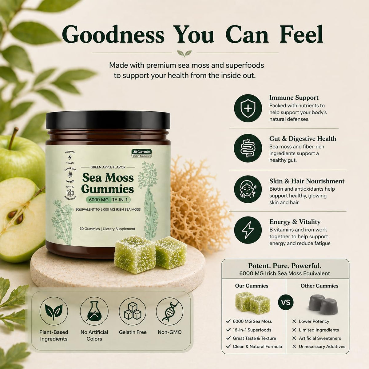 Natural energy boost with sea moss