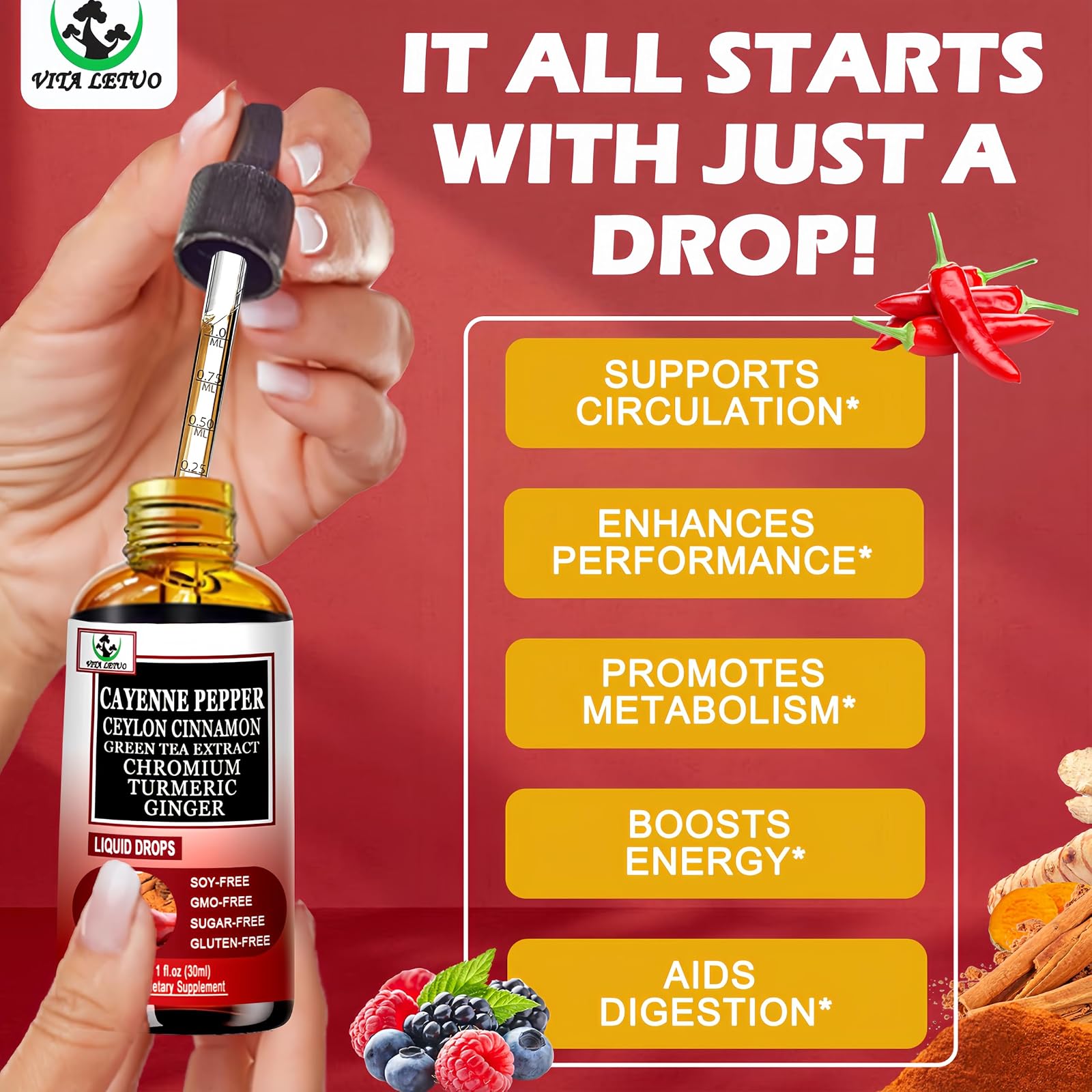 Natural energy booster cayenne drops