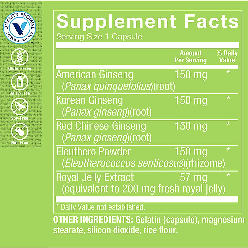 Natural energy booster ginseng capsules