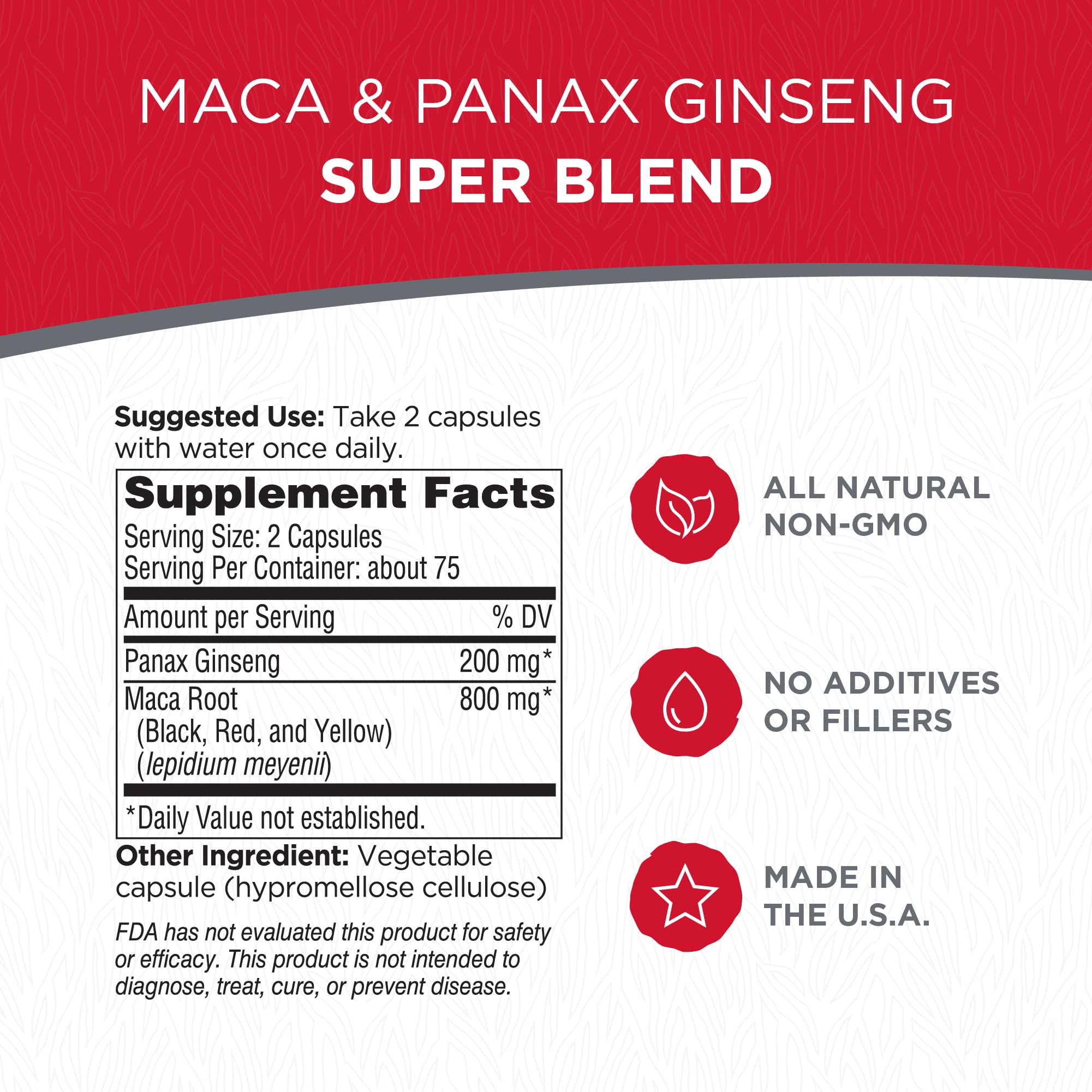 Natural energy booster Maca capsules