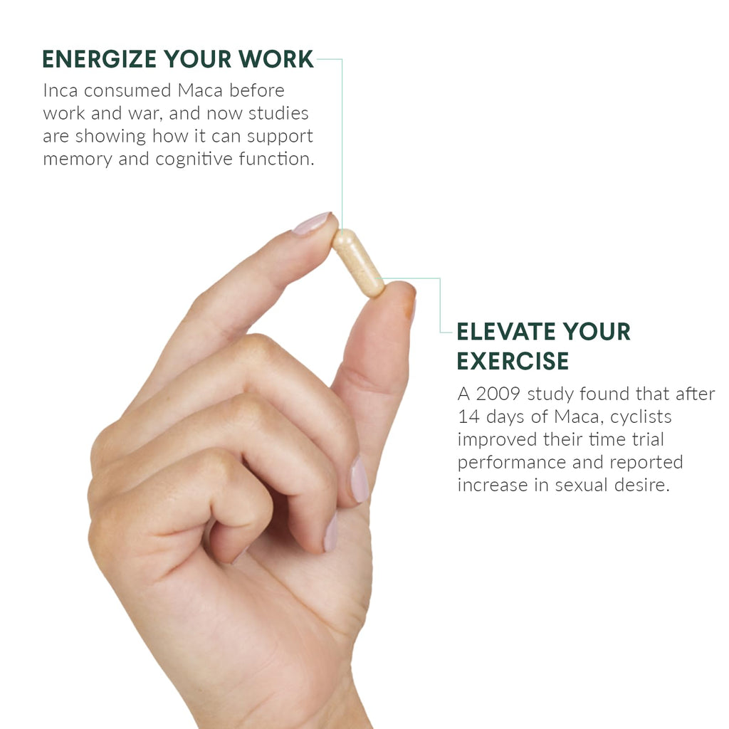 Natural energy booster maca capsules