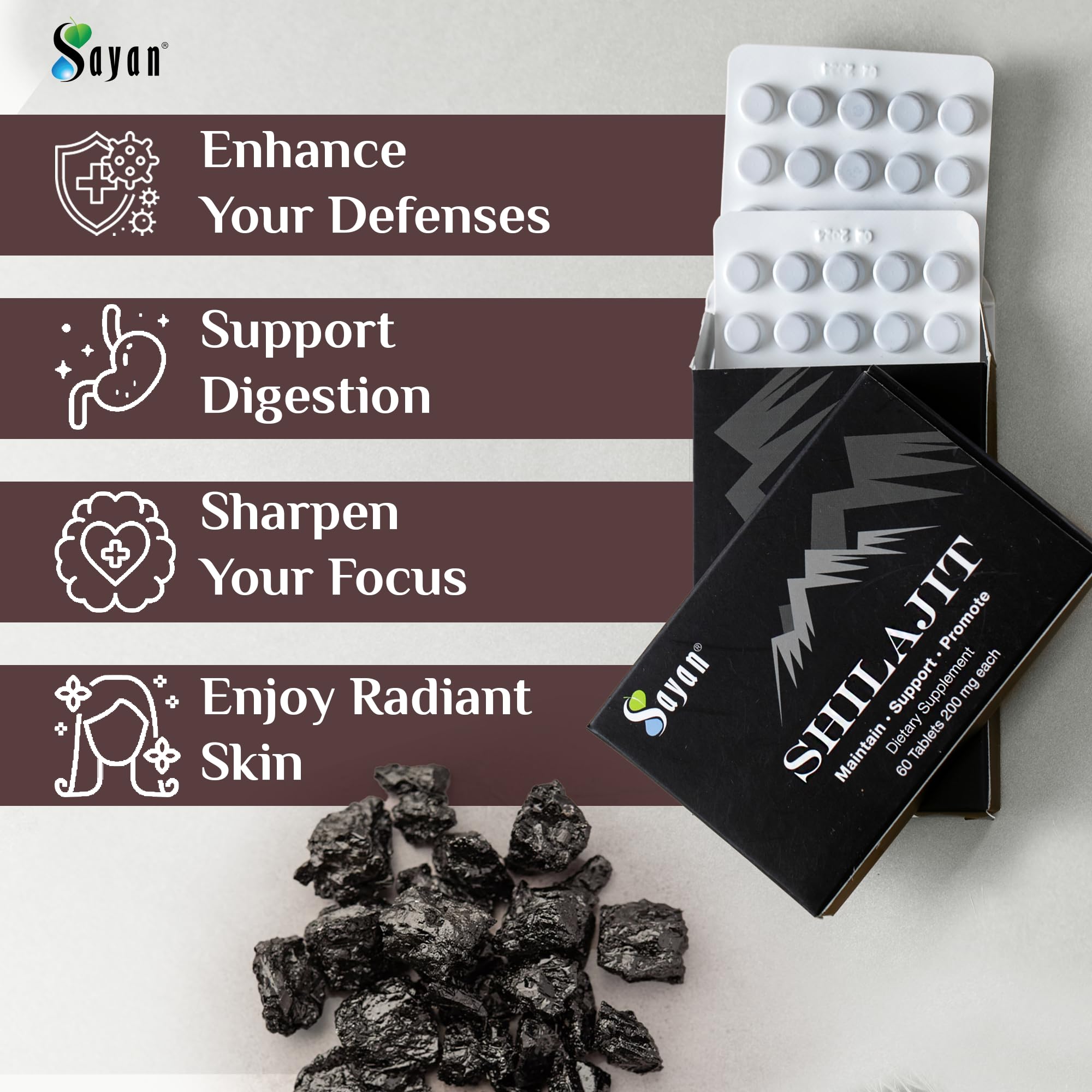 Natural energy booster shilajit tablets